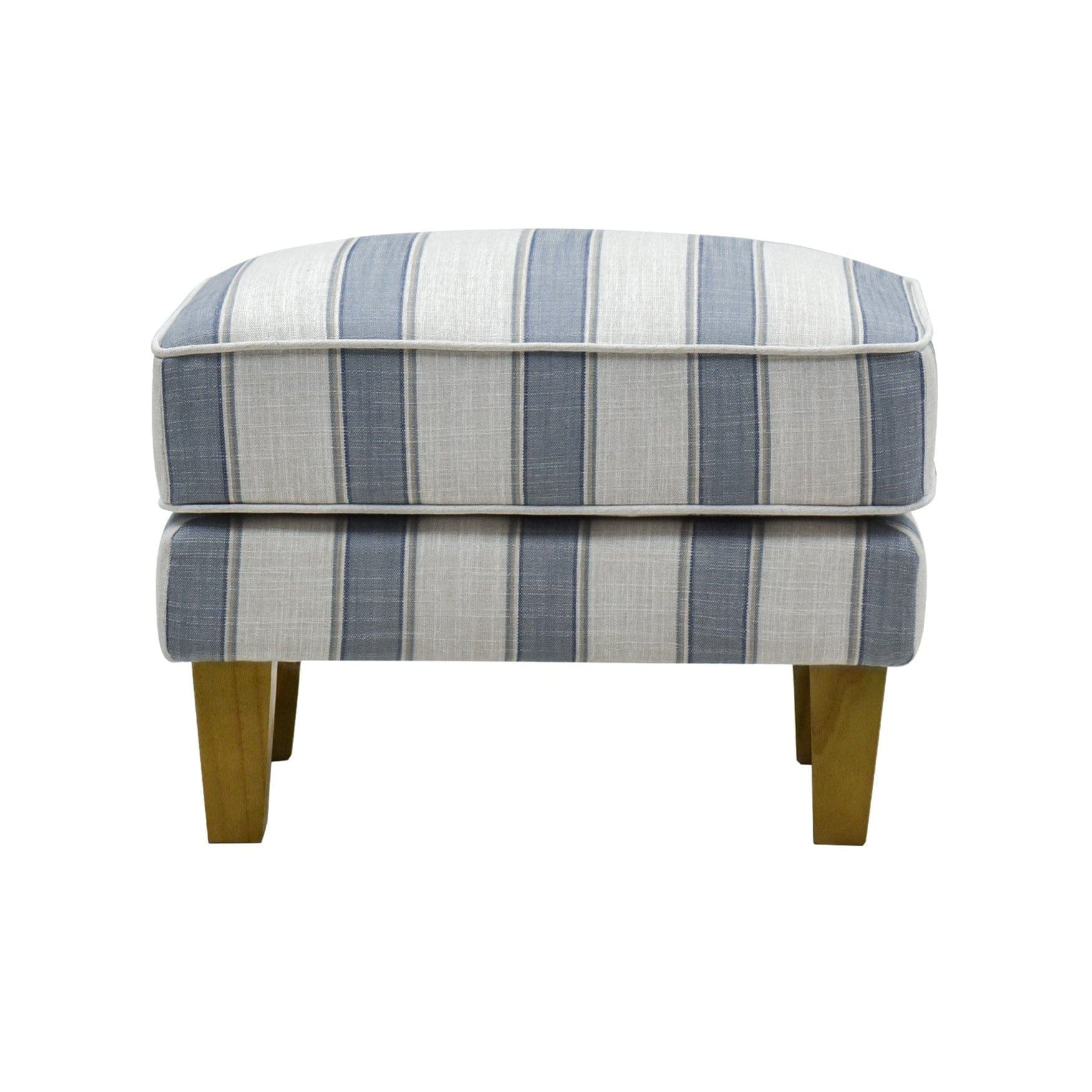 Hamptons Blue Sky Stripe Ottoman | Coastal Style NZ